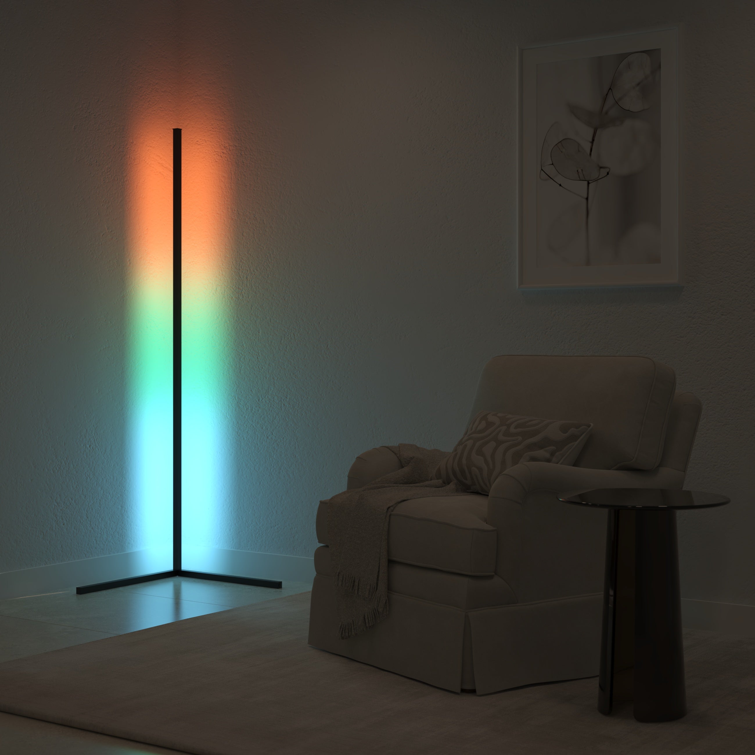 Minimalist Warm Color RGB LED Corner Floor Lamp - Ozarké
