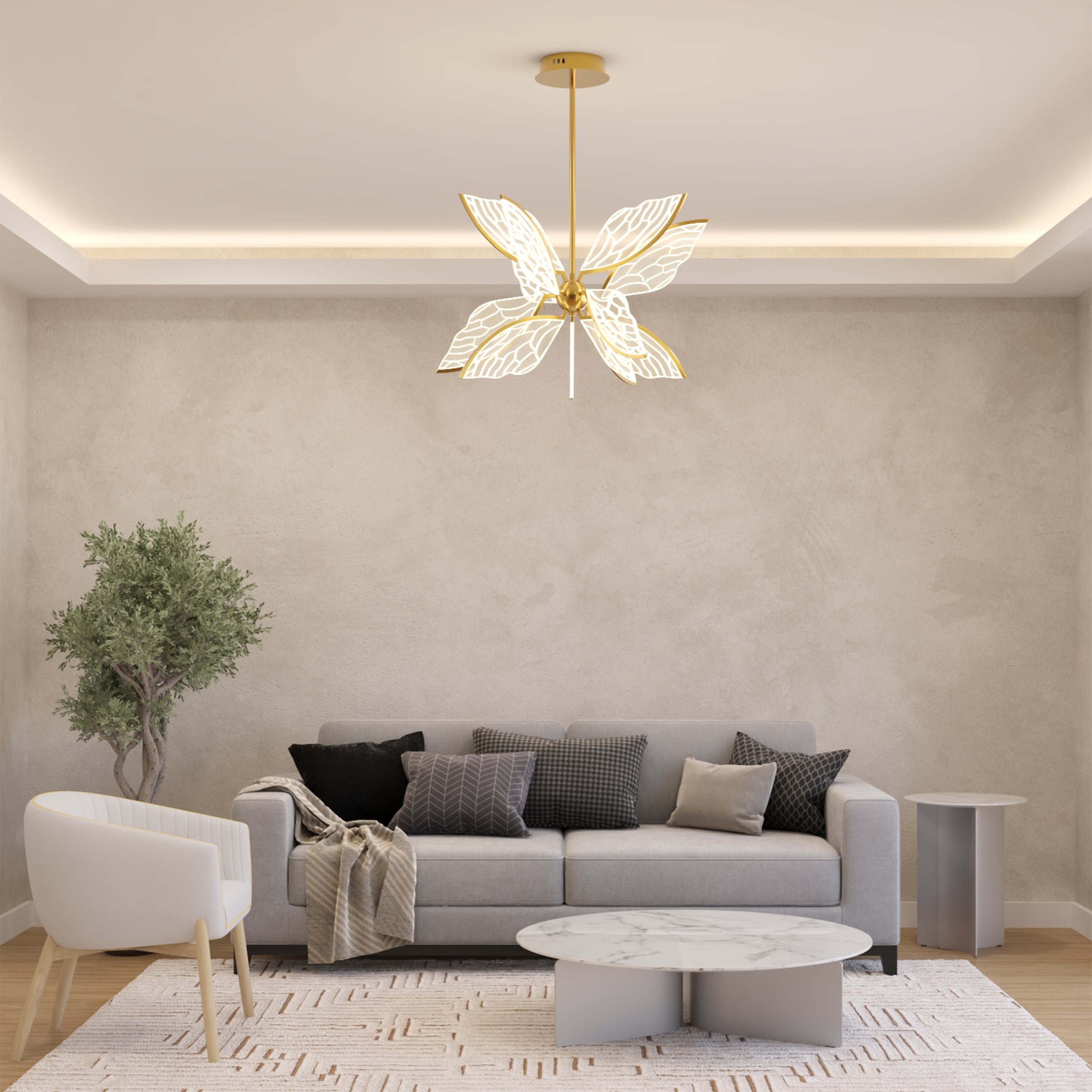 Modern Gold Butterfly Wing LED Chandelier | Ozarke