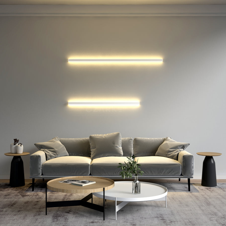 Minimalist Linear LED White/Black Wall Lamp - Modern Ambient Atmosphere ...