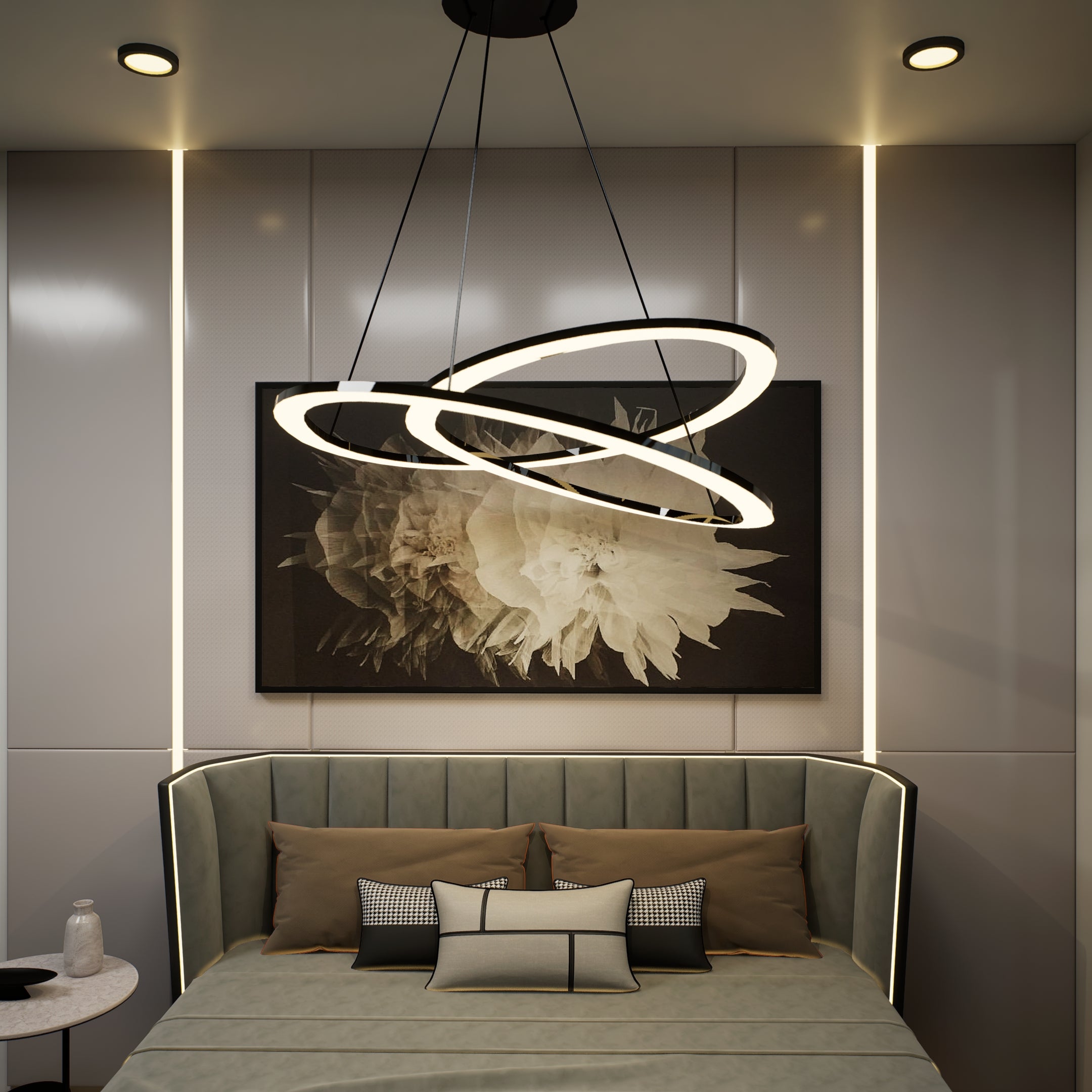 Circular Loop Black LED Pendant Light – Sleek Modern Look | Ozarke