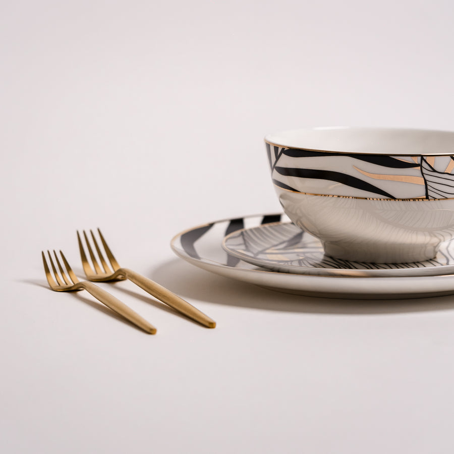 Alpha Golden Black Plates Set | Elegant Dinnerware for Dining