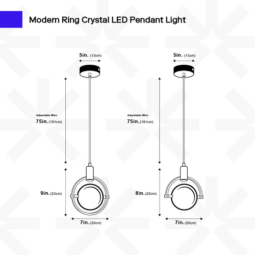 Modern Crystal Half Ring Pendant Light | Ozarke